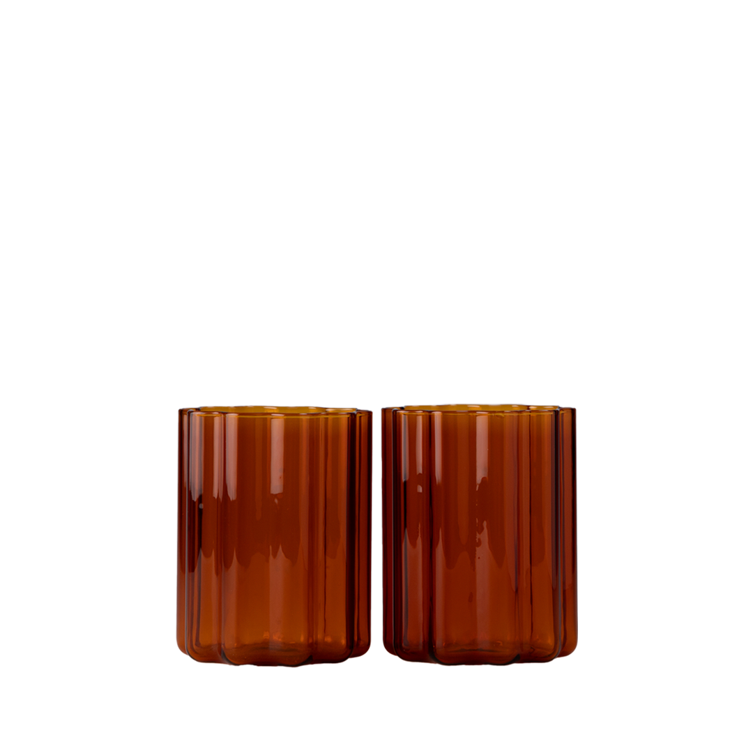 Fazeek Wave Glass - Set of 2 Amber NFD - Homewares | Blackhearts and ...