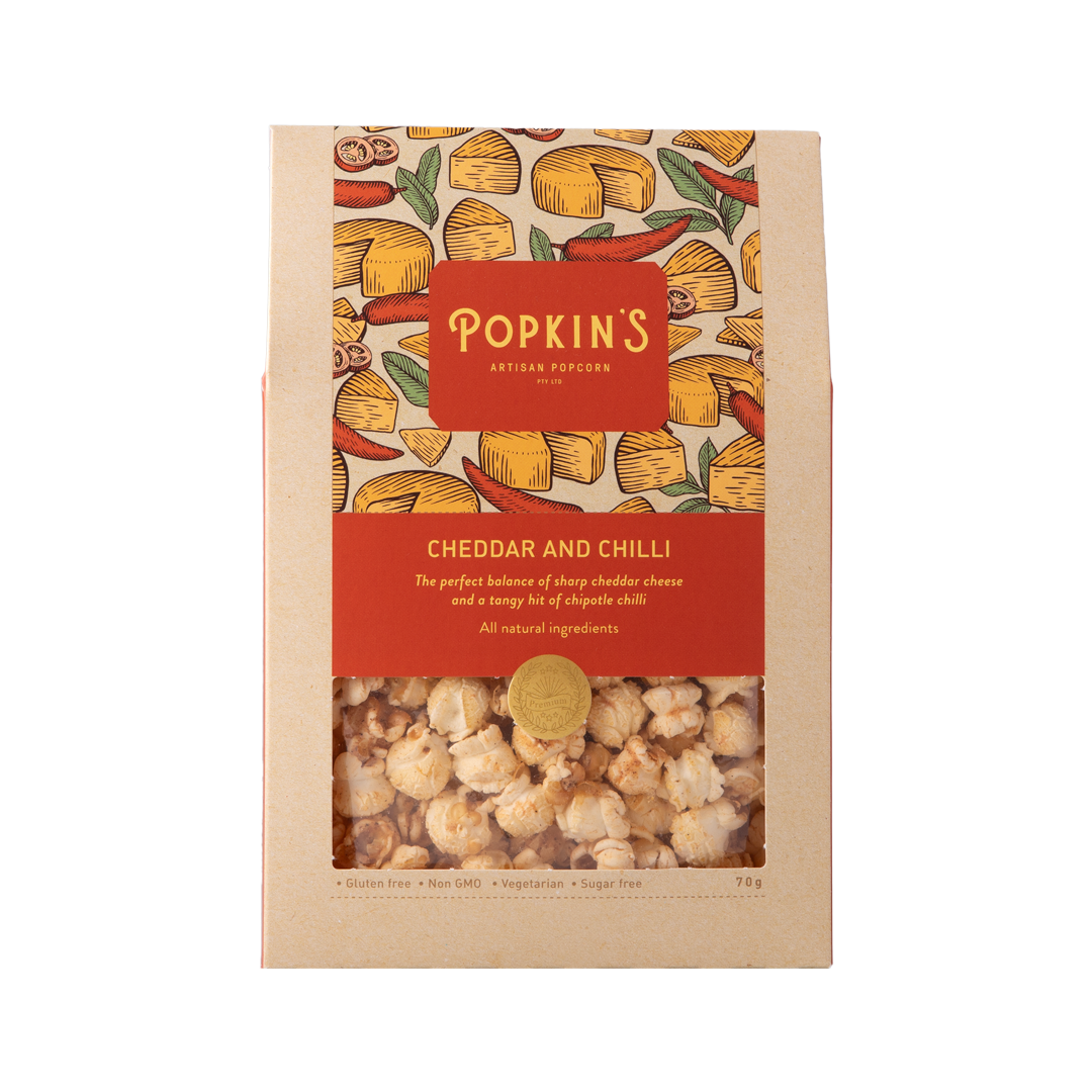 Popkins Cheddar and Chilli Popcorn Popbox 40g - Food | Blackhearts and ...